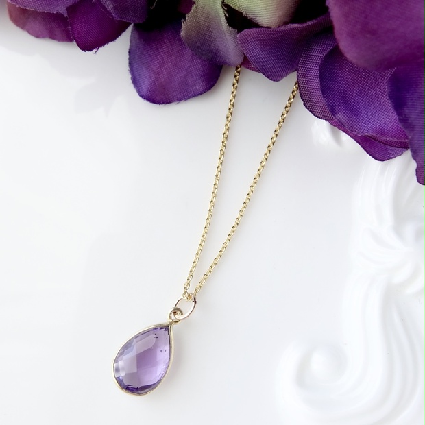 ドロップアメジスト＆silver925/K18GPヴェルメイユネックレス - Rose Rain - BOOTH