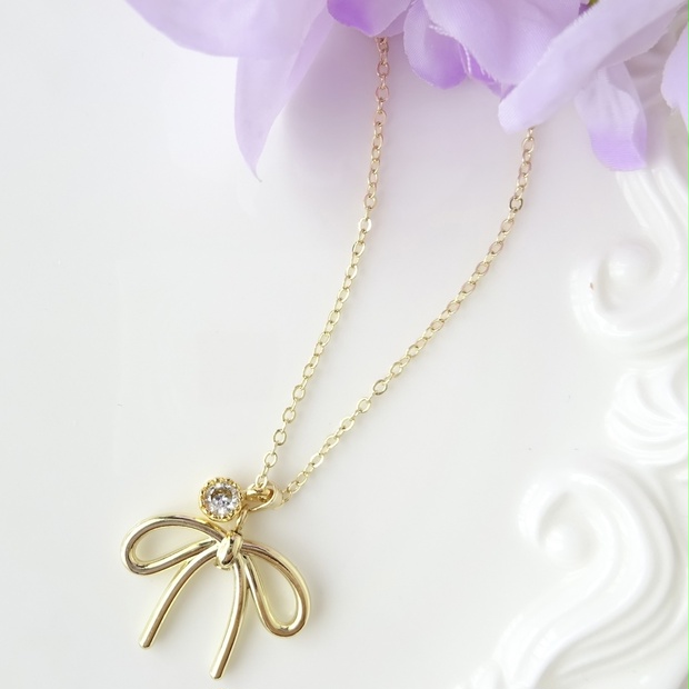 再販・2way・金色リボンのネックレス - Rose Rain - BOOTH