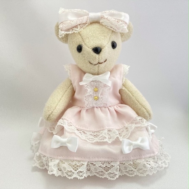 くまのぬいぐるみ（ピンク×白） - aruru na rurua - BOOTH