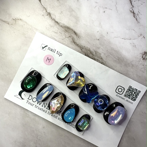 𝚓𝚎𝚠𝚎𝚕 × 𝚋𝚕𝚊𝚌𝚔 ︎ 𝚗𝚊𝚒𝚕 𝚝𝚒𝚙 - downer moon アクセサリーショップ - BOOTH