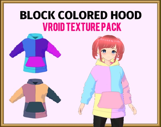 Block Colored Hood || VRoid Texture Pack - Pop Shop Packs - BOOTH