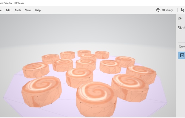 Cinnamon Buns Plate CINNAMON ROLLS Breakfast 3D Model ...