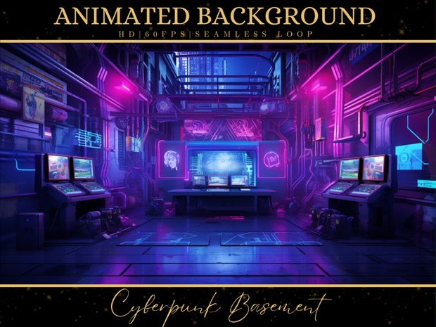 Vtuber Animated Background, Cozy Lofi Ambience Cyberpunk Basement, Blue ...
