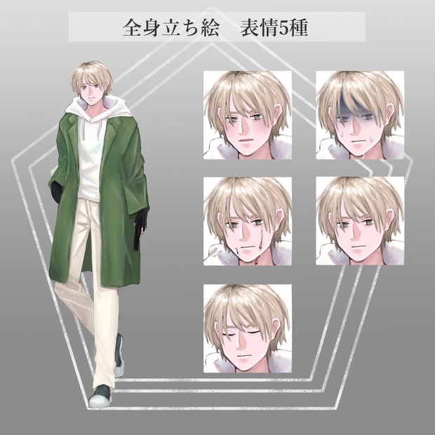 【立ち絵素材・男】銃を持った青年【表情5種】 - satoshi - BOOTH