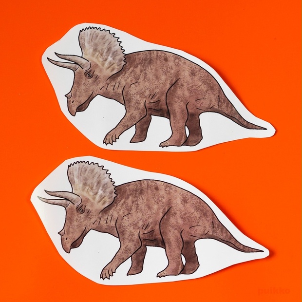 シールタイプステッカー 恐竜 トリケラトプス（2枚セット） - puikko - BOOTH