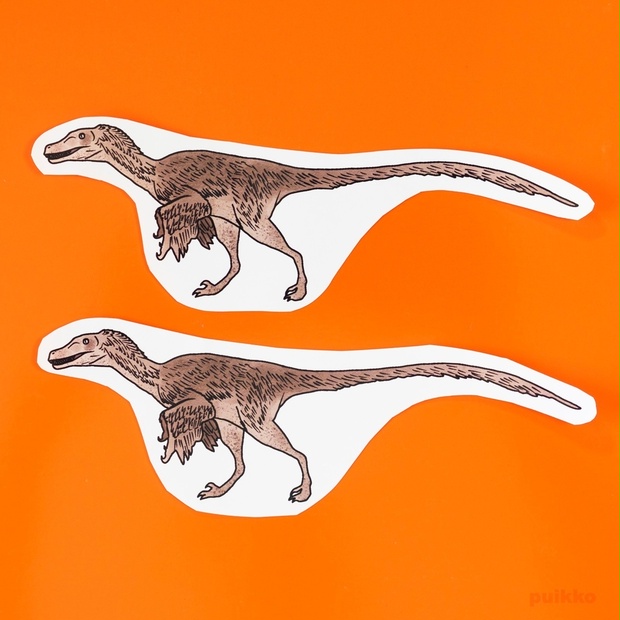 シールタイプステッカー 恐竜 ヴェロキラプトル（2枚セット） - puikko - BOOTH