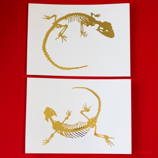 シール ヒョウモントカゲモドキの骨格1 箔押し（A6判x2） - puikko（11/7-11休止） - BOOTH