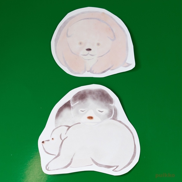 シールタイプステッカー 中村芳中 仔犬（2枚セット） - puikko - BOOTH