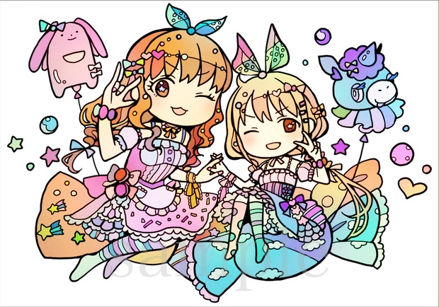 双葉杏ちゃん、諸星きらりちゃんの『HappyHappyTwin』アクリルキーホルダー - Karindrops - BOOTH