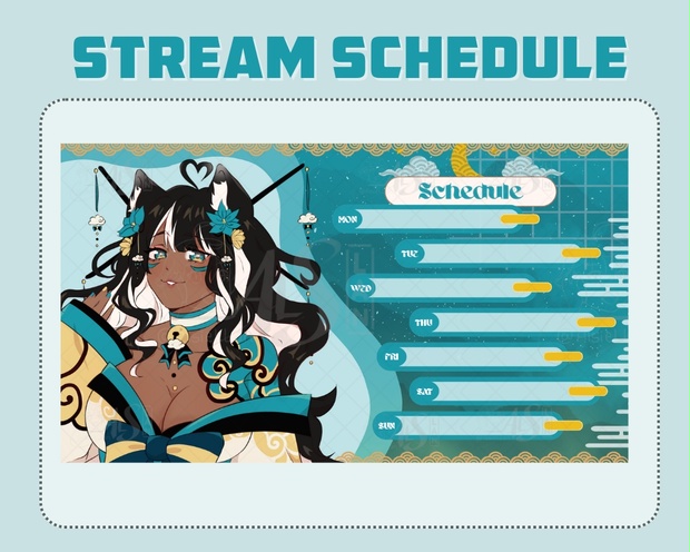 Teal Stream Schedule ┃VTuber, Streamer, Twitch, YouTube, Facebook - Alsiel Lan Art - BOOTH