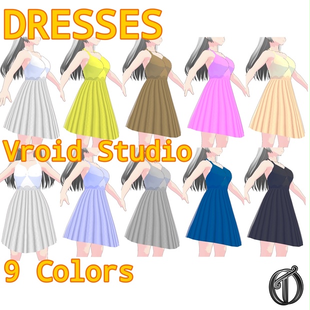 Vroid Studio | Dresses Cross Back Strap M1 | 9 Colors Preset & Textures ...