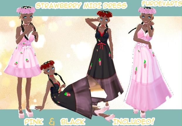 Strawberry Midi Dress - BETA VROID - FurDevArts - BOOTH