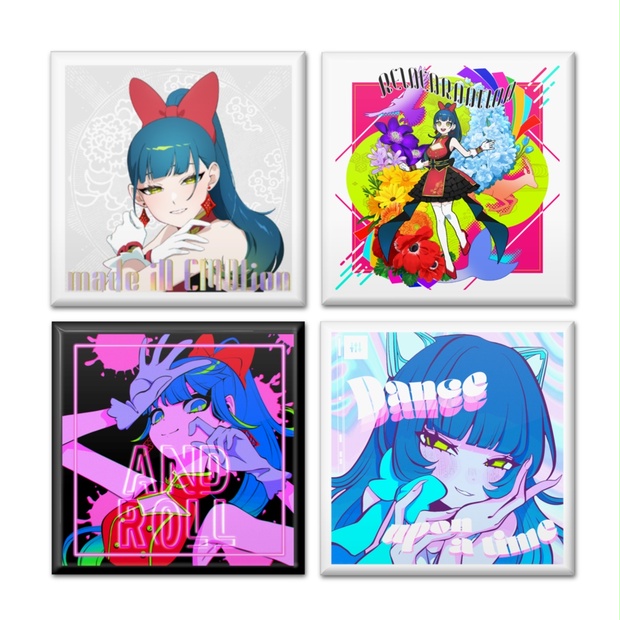 猫目石ネモアルバムジャケット缶バッジ4種（フックピン） - nemono - BOOTH