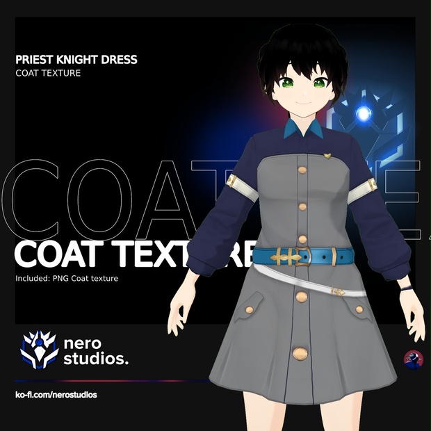 DRESS COAT UNIFORM PRIEST KNIGHT FANTASY VROID (re-edited) - nerostudios - BOOTH