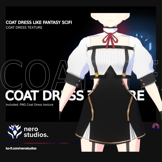 COAT DRESS LIKE FANTASY SCIFI MILITARY LOOK SEXY HIGH DETAIL VROID (re-edited) - nerostudios - BOOTH