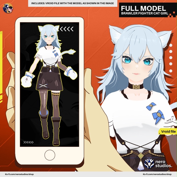 BRAWLER FIGHTER CAT GIRL (VROID FILE) / (VROIDファイル) 猫耳 猫 セクシー キャットガール ブローラーファイター 子猫 ...
