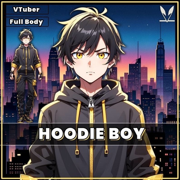 Male premade VTuber model - Hoodie Boy for vtube studio as a cool ...