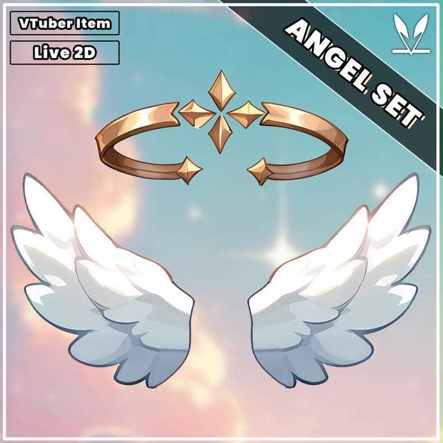 Rigged Live2D Angel Wings and Halo VTuber Asset - tuberdesigns - BOOTH