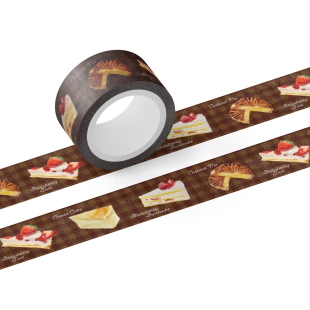 スイーツ4種[checked pattern]茶色／緑色 - asobi Food Illustration - BOOTH