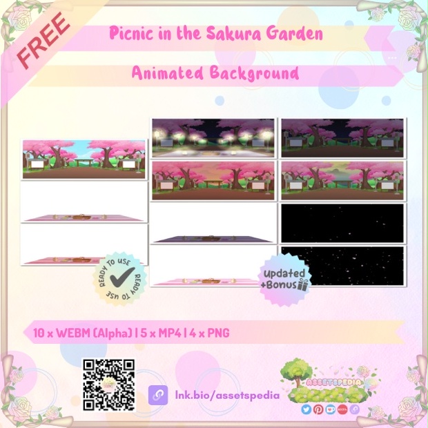 [F2U] Animated Vtuber Background Picnic in the Sakura Garden ...