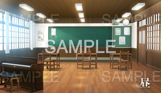【背景素材】教室 | 文字なし(レトロ学園・寮編part01-Iris017) - 背景専門店みにくる - BOOTH