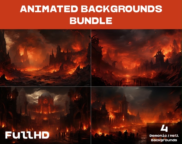 4 Hell Animated Backgrounds / 4 地獄のアニメーション背景 - blueelixir - BOOTH