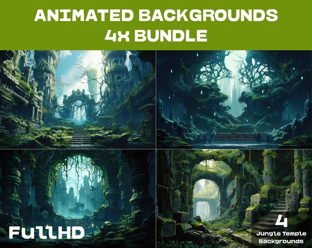 4 Jungle Temple Animated Backgrounds / 4 ジャングル寺院のアニメーション背景 - blueelixir ...