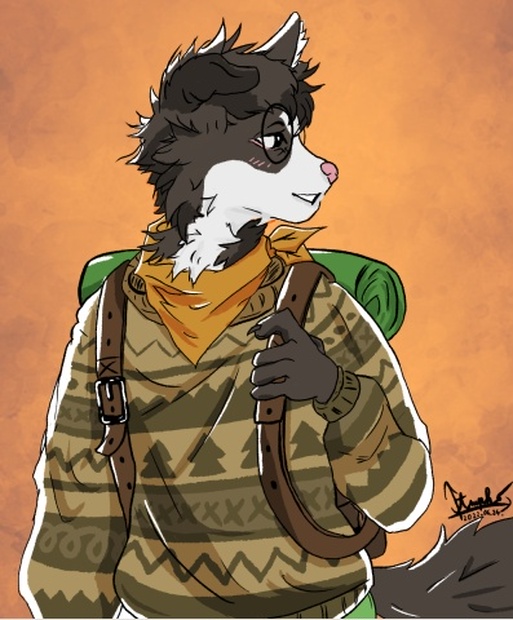 Autumn background for phone, canine furry art - ampho - BOOTH