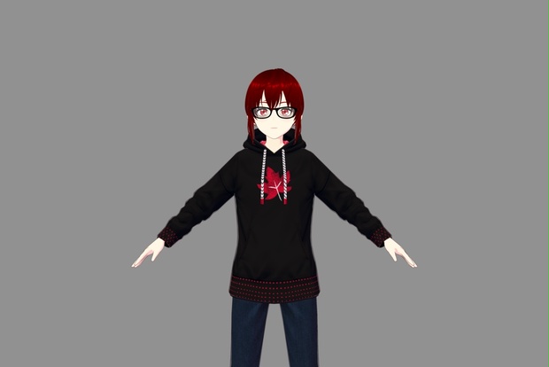 Black Maple Leaf Vroid Hoodie - koki Najma - BOOTH