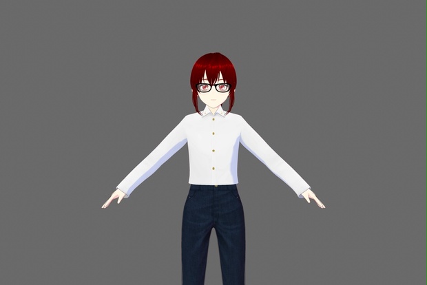 White Vroid Shirt with Gold Buttons - koki Najma - BOOTH