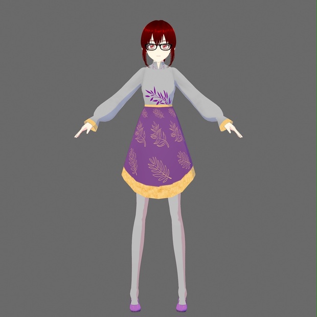 Purple/Grey Dress Vroid Outfit - koki Najma - BOOTH