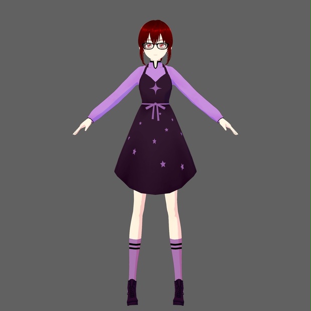 Purple Stars Dress Vroid Hoodie - koki Najma - BOOTH