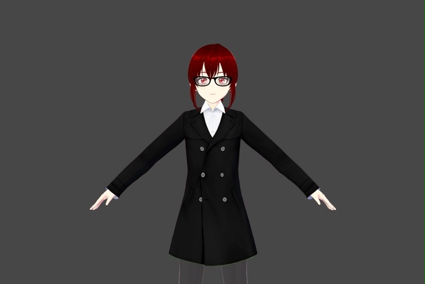 Double Breasted Black Vroid Coat - koki Najma - BOOTH