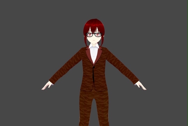 Brown Brushstroke-Pattern Vroid Suit - koki Najma - BOOTH