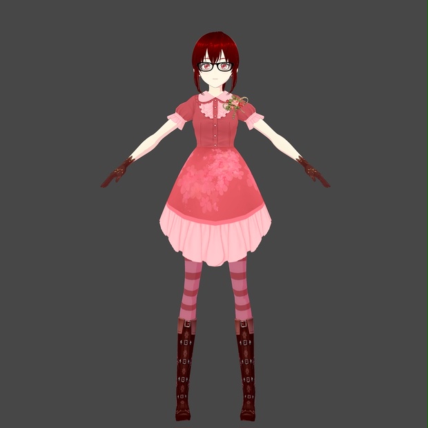 Pink Vroid Dress Outfit - koki Najma - BOOTH