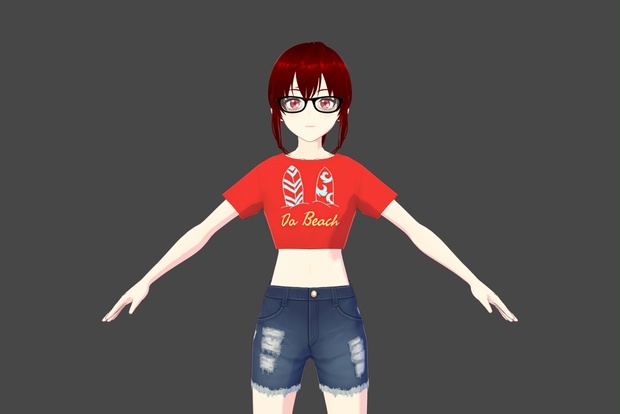 Beach Design Short Vroid T-Shirt - koki Najma - BOOTH