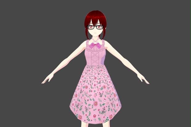 Pink Sleeveless Bow Vroid Dress - koki Najma - BOOTH
