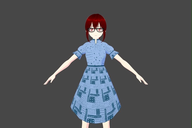 Blue Shapes Pattern Vroid Dress - koki Najma - BOOTH