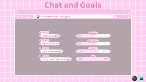 【配信】Sakura - Chat and Goals for Stream - Twitch/Facebook Chat Box - ♡ Luv_pink ♡ - BOOTH