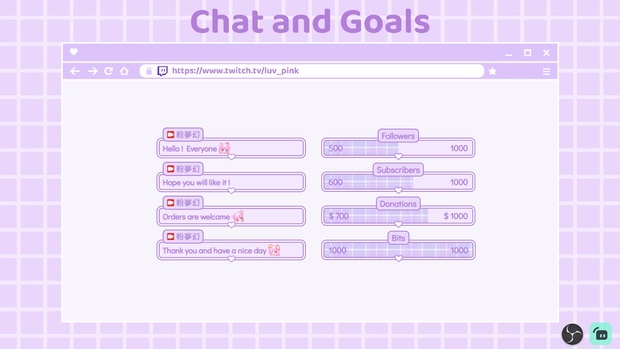 【配信】Purple white heart - Chat and Goals for Stream - Twitch/Facebook ...