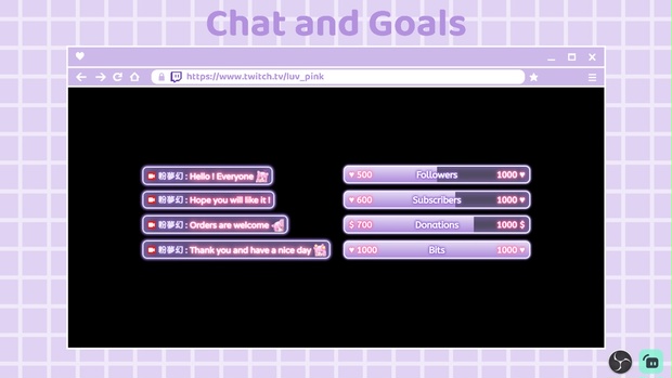 【配信】Neon pink purple - Chat and Goals for Stream - Twitch/Facebook Chat ...