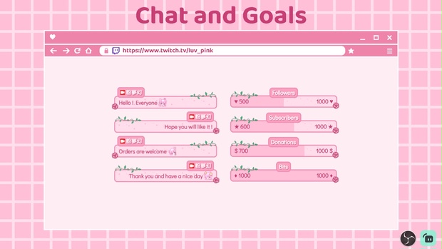 【配信】Rose Vine - Chat and Goals for Stream - Twitch/Facebook Chat Box - ♡ Luv_pink ♡ - BOOTH