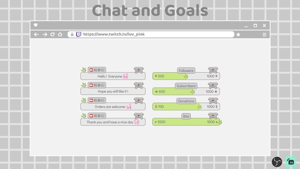 【配信】Koala eucalyptus - Chat and Goals for Stream - Twitch/Facebook Chat Box - ♡ Luv_pink ♡ - BOOTH