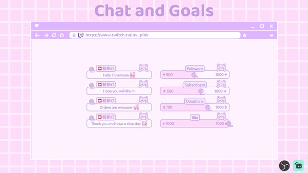 【配信】Cat yarn ball - Chat and Goals for Stream - Twitch/Facebook Chat Box - ♡ Luv_pink ♡ - BOOTH