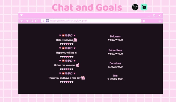 【配信】Fullheart - Chat and Goals for Stream - Twitch/Facebook Chat Box - ♡ Luv_pink ♡ - BOOTH