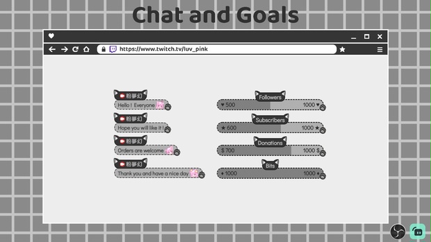 【配信】Black cat - Chat and Goals for Stream - Twitch/Facebook Chat Box - ♡ Luv_pink ♡ - BOOTH