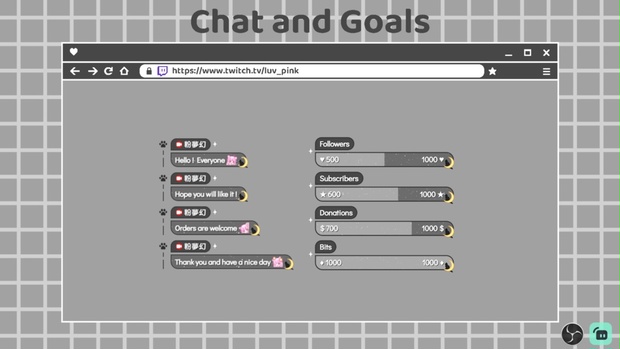 【配信】Night black cat - Chat and Goals for Stream - Twitch/Facebook Chat Box - ♡ Luv_pink ♡ - BOOTH