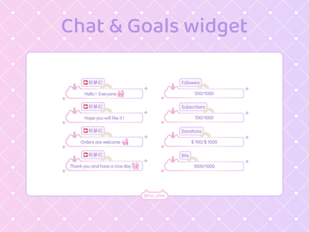 【配信】Unicorn cat - Chat and Goals for Stream - Twitch/Facebook Chat Box - ♡ Luv_pink ♡ - BOOTH