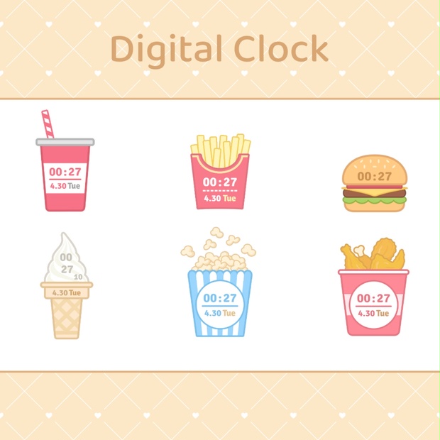 【配信】Fast food - Clock Widget for Stream | Twitch/Youtube/Facebook ...
