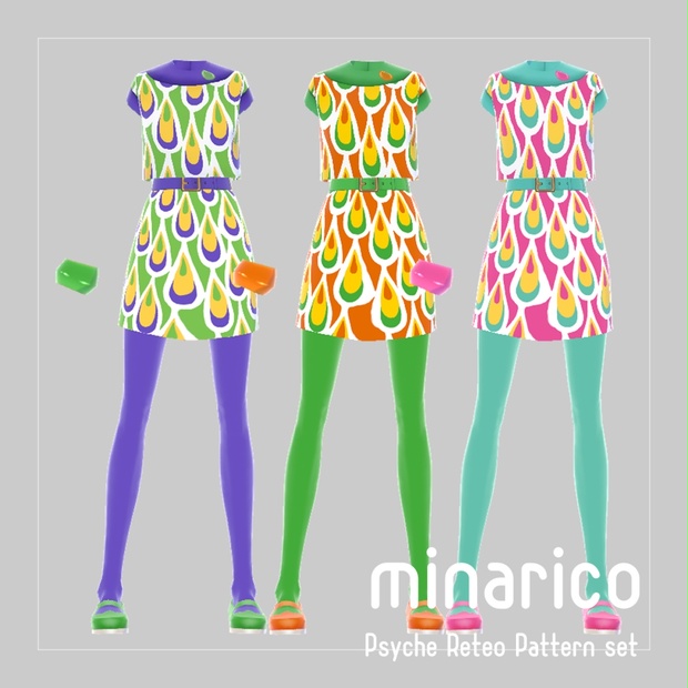 【Vroid】Psyche Retro Pattern Set - minarico - BOOTH